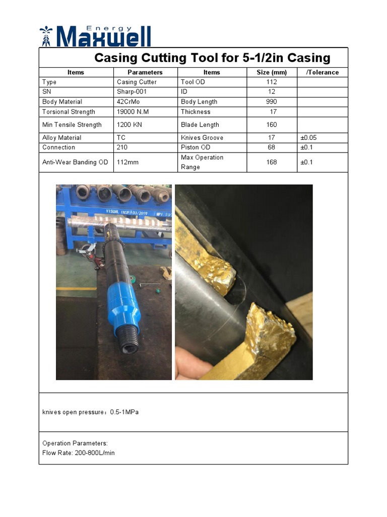 MaxWell 5.5in Casing Cuttingtool | PDF