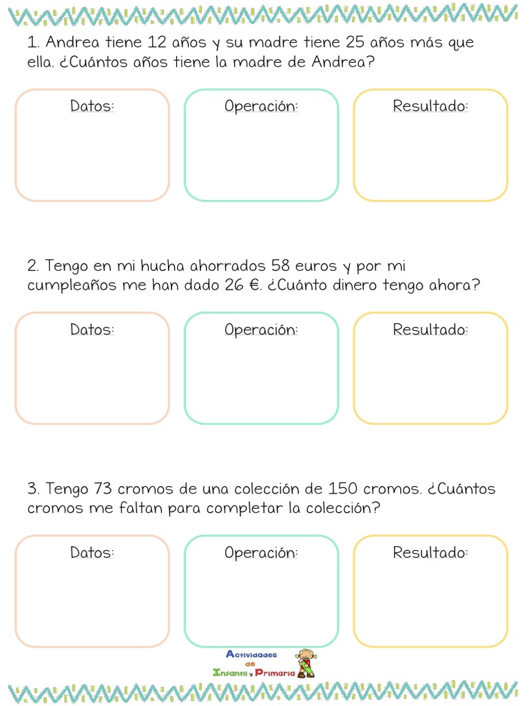 Problemas Sumas y Restas | PDF