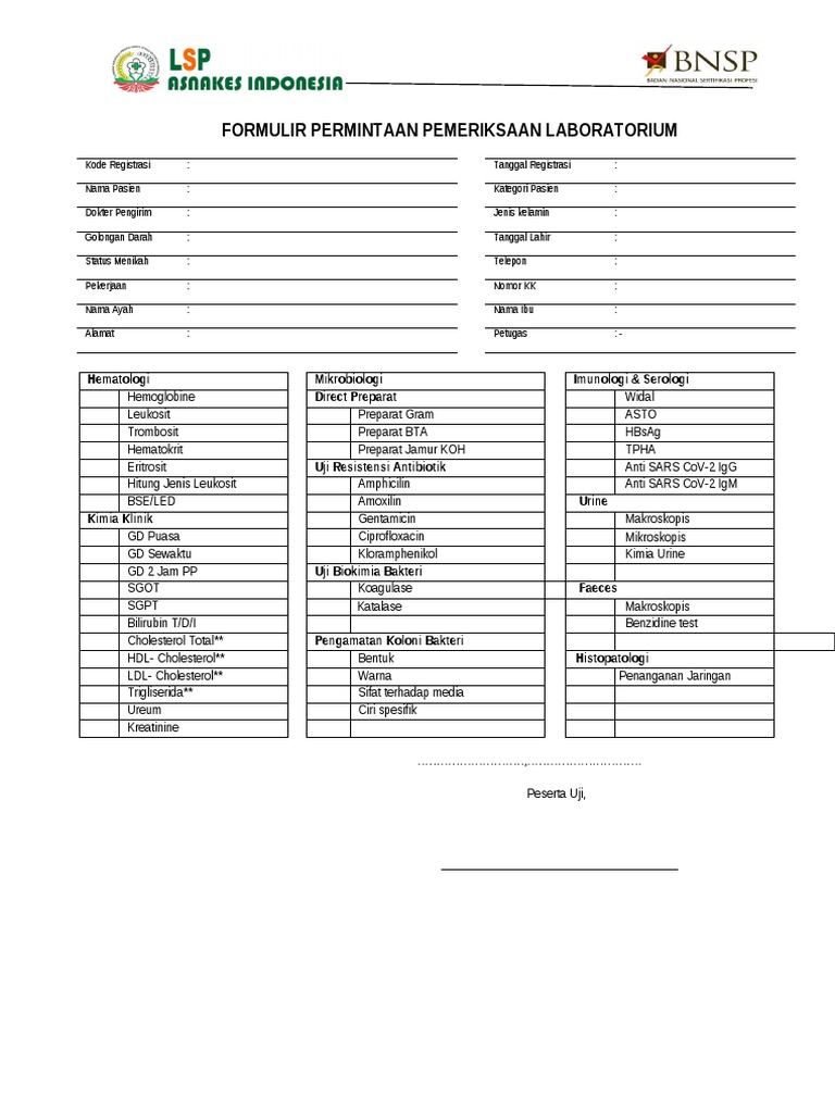 Form Permintaan Pemeriksaan | PDF
