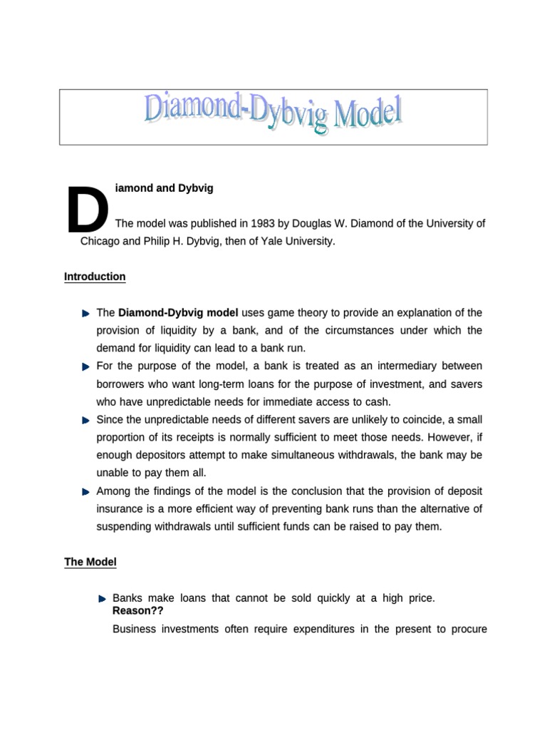 Diamond-Dybvig Model | PDF | Bank Run | Business