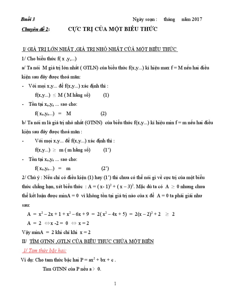 B3-4-5 Cuc Tri Cua Bieu Thuc | PDF