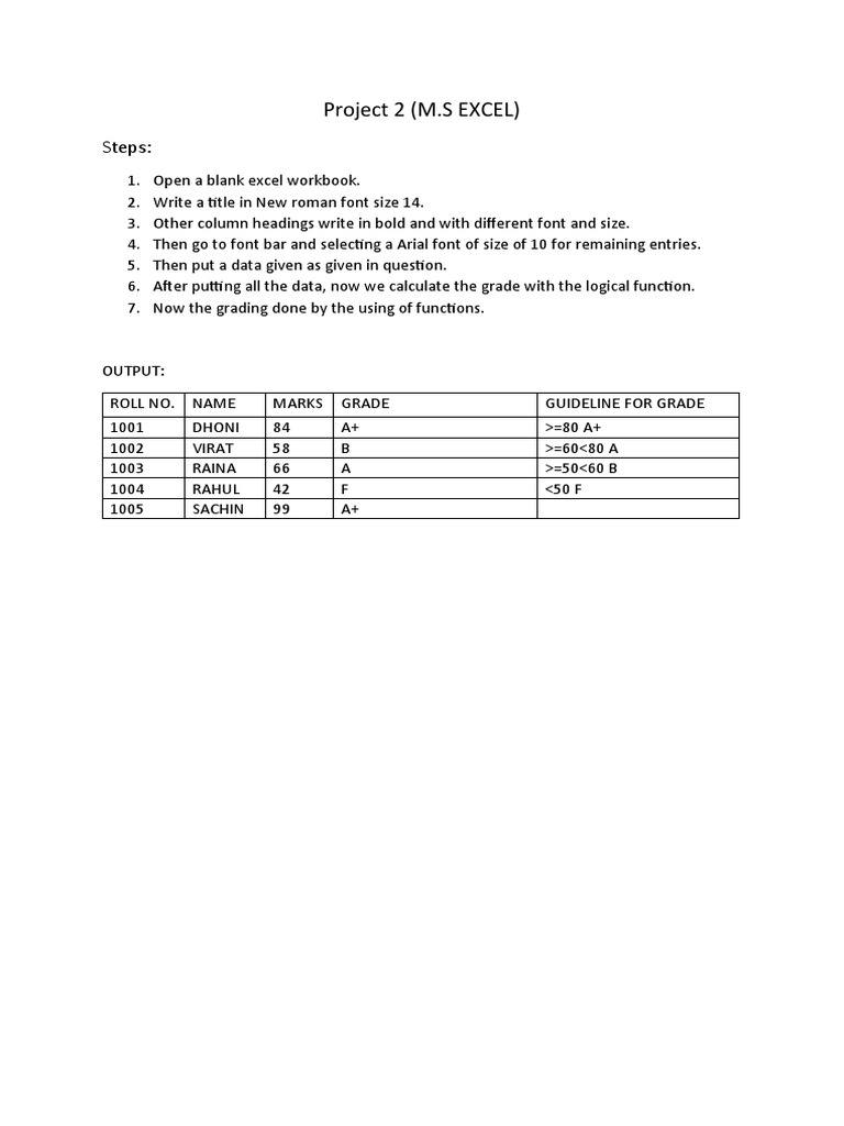 Excel Grade Calculation Project | PDF
