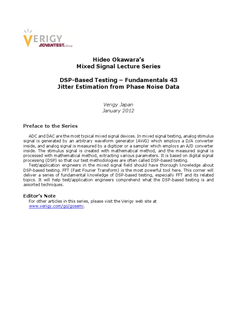 Mixed Signal Lecture Series Dsp Based Testing Fundamentals 43 Pdf