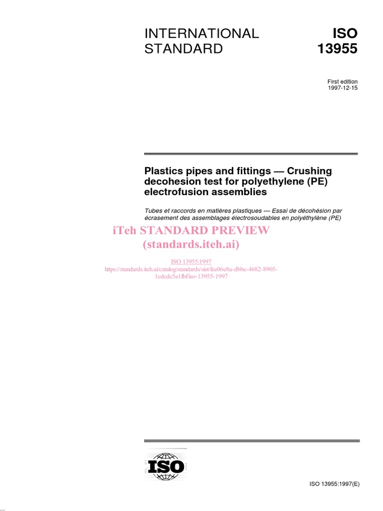 Iso 13955 1997 | PDF | International Organization For Standardization | Pipe (Fluid Conveyance)