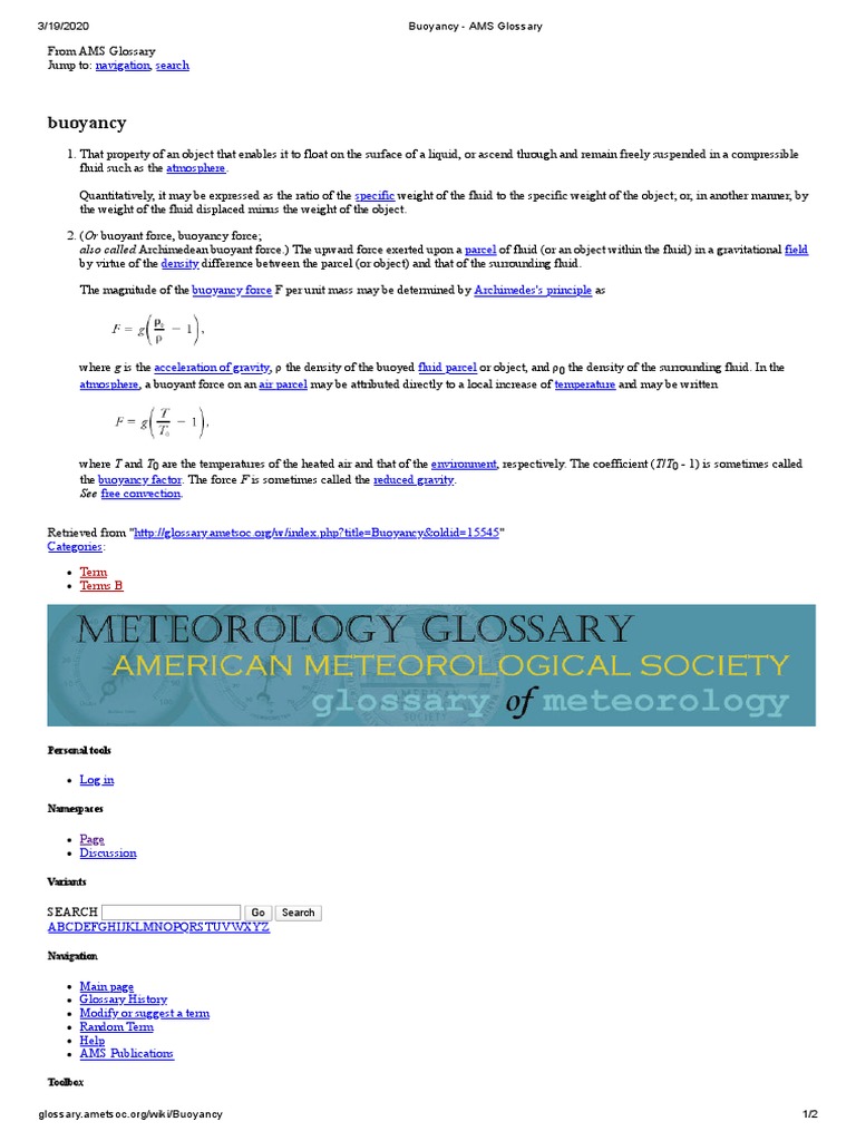 Buoyancy - AMS Glossary | PDF | Buoyancy | Mechanical Engineering