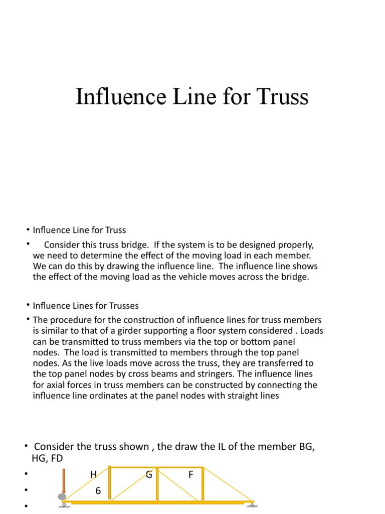 Influence Lines for Truss Analysis | PDF | Truss | Mechanical Engineering