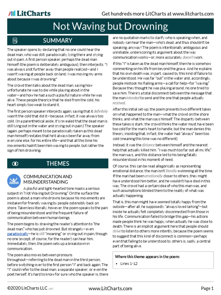 Not Waving But Drowning Notes Igcse | PDF | Poetry | Metre (Poetry)