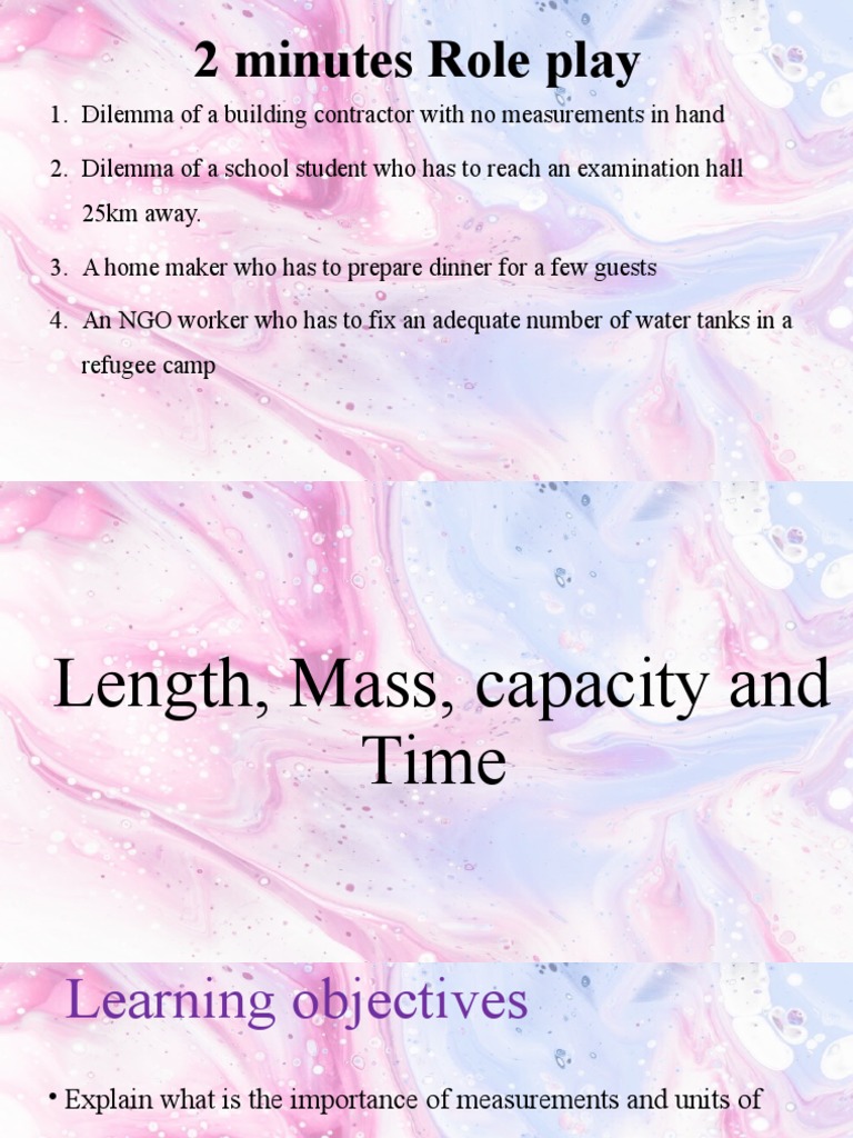 Length, Mass, Capacity and Time | PDF | Speed | Measurement