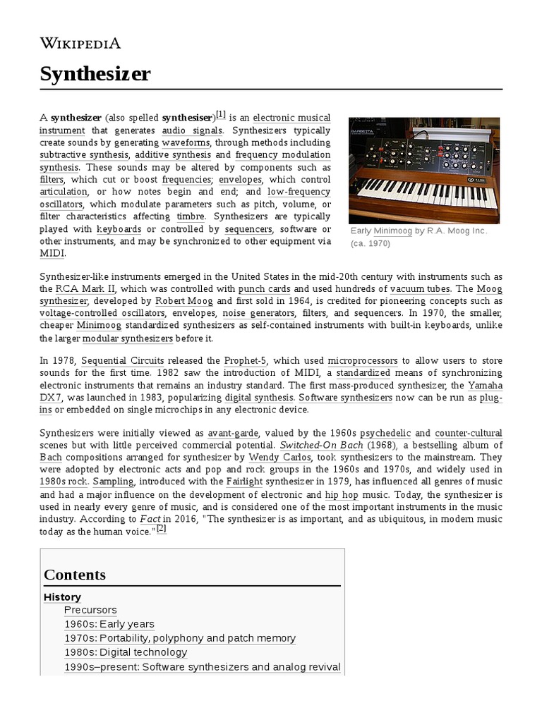 Synthesizer | PDF | Synthesizer | Musical Instruments