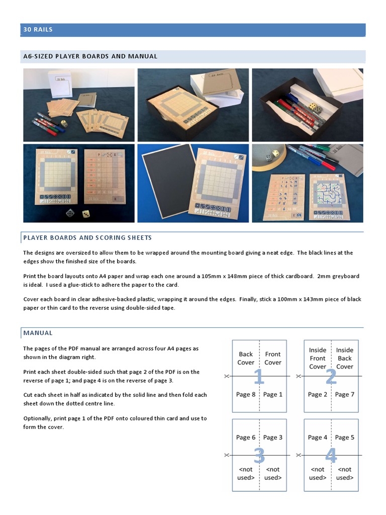 A6-Sized Player Boards and Manual: 30 Rails | PDF