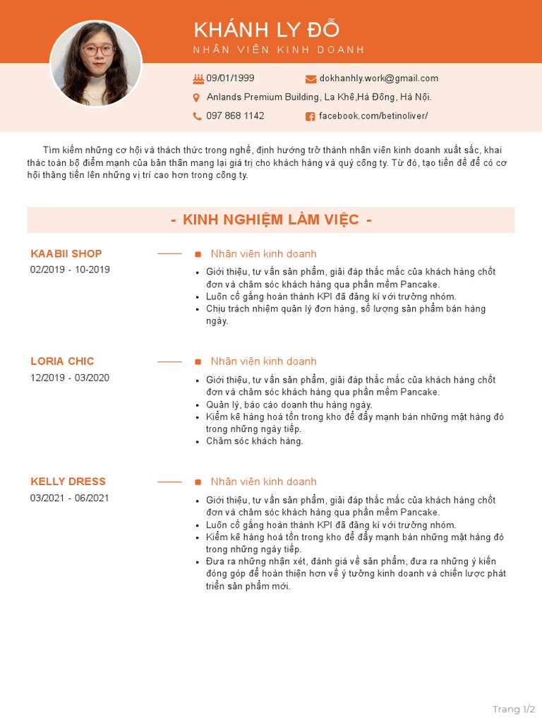 CV-Đ Khánh Ly-Sales Online | PDF