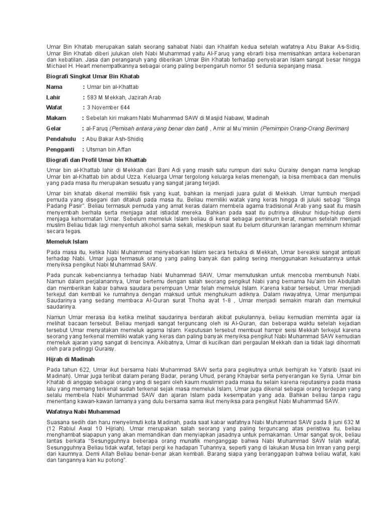 Biografi Singkat Umar Bin Khattab Pdf