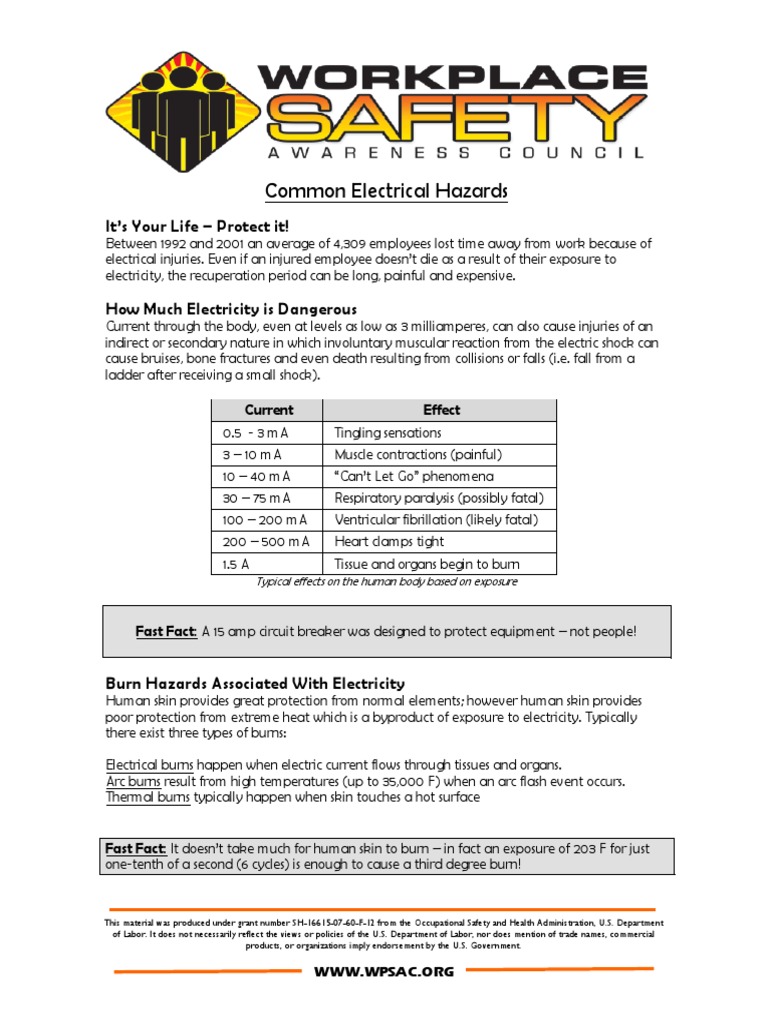 Elec Hazards Handout | PDF | Burn | Clinical Medicine