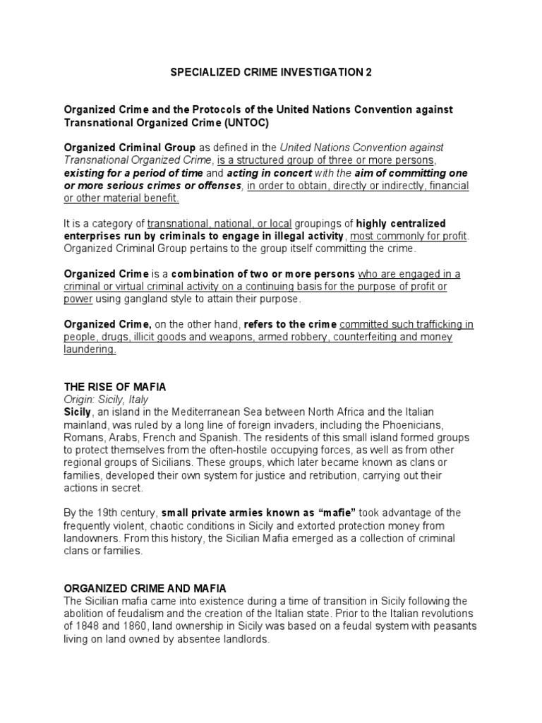 Specialized Crime Investigation 2 | PDF | Organized Crime | Crime & Violence
