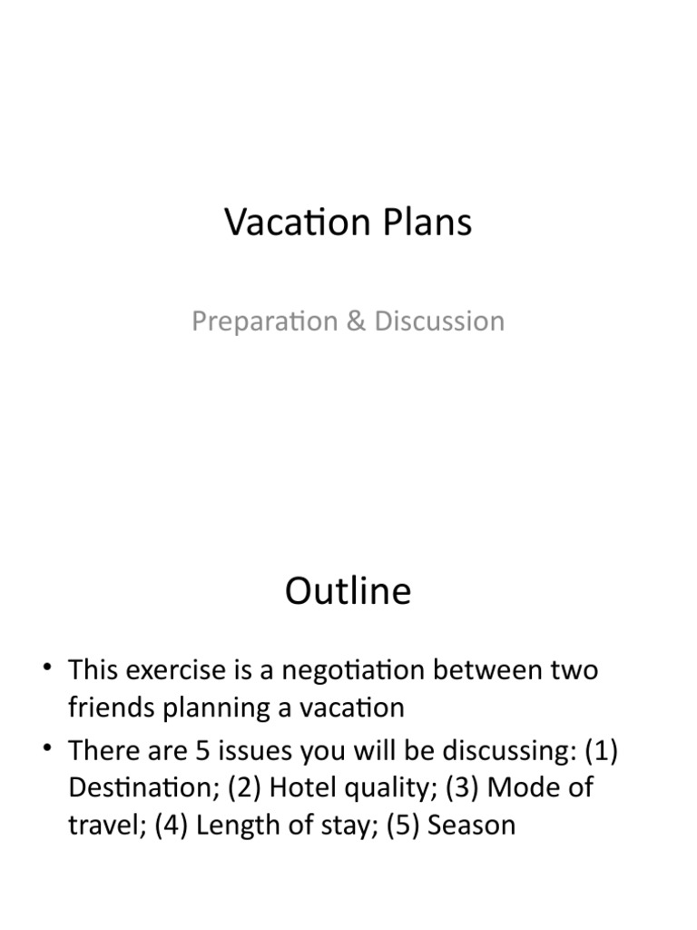 Vacation Plans: Preparation & Discussion | PDF