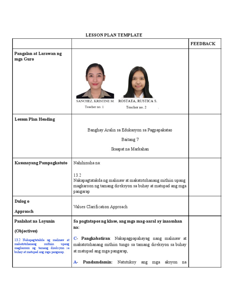 Draft Lesson Plan4 - Rostata Sanchez | PDF
