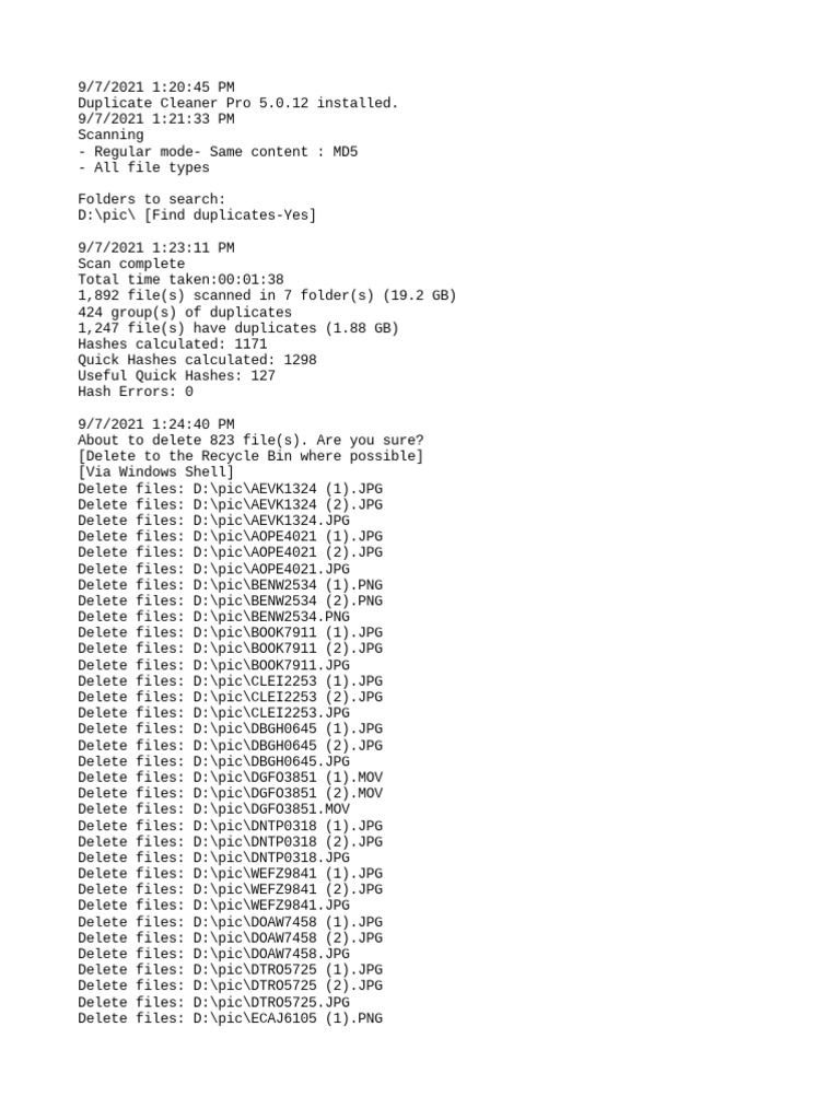 Duplicate Cleaner Log File | Download Free PDF | Computer File | Utility Software