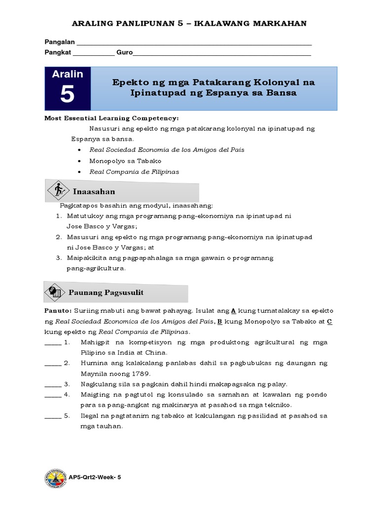AP 5 Q2 Week 5 | PDF