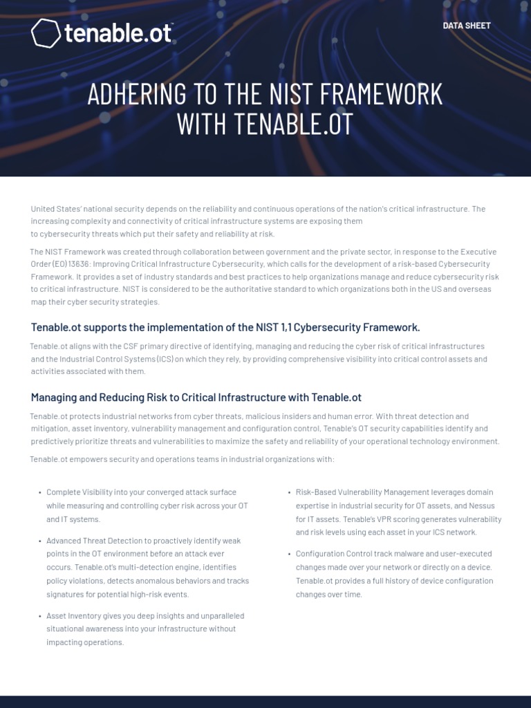 Guide Adhering To The NIST Framework With Tenable Ot | PDF | Vulnerability (Computing) | Security