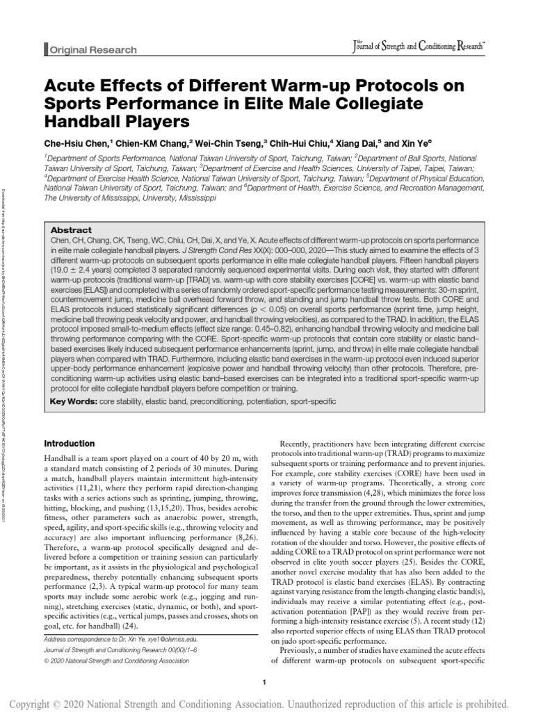 Acute Effects of Different Warm Up Protocols On.94508 | PDF | Strength ...