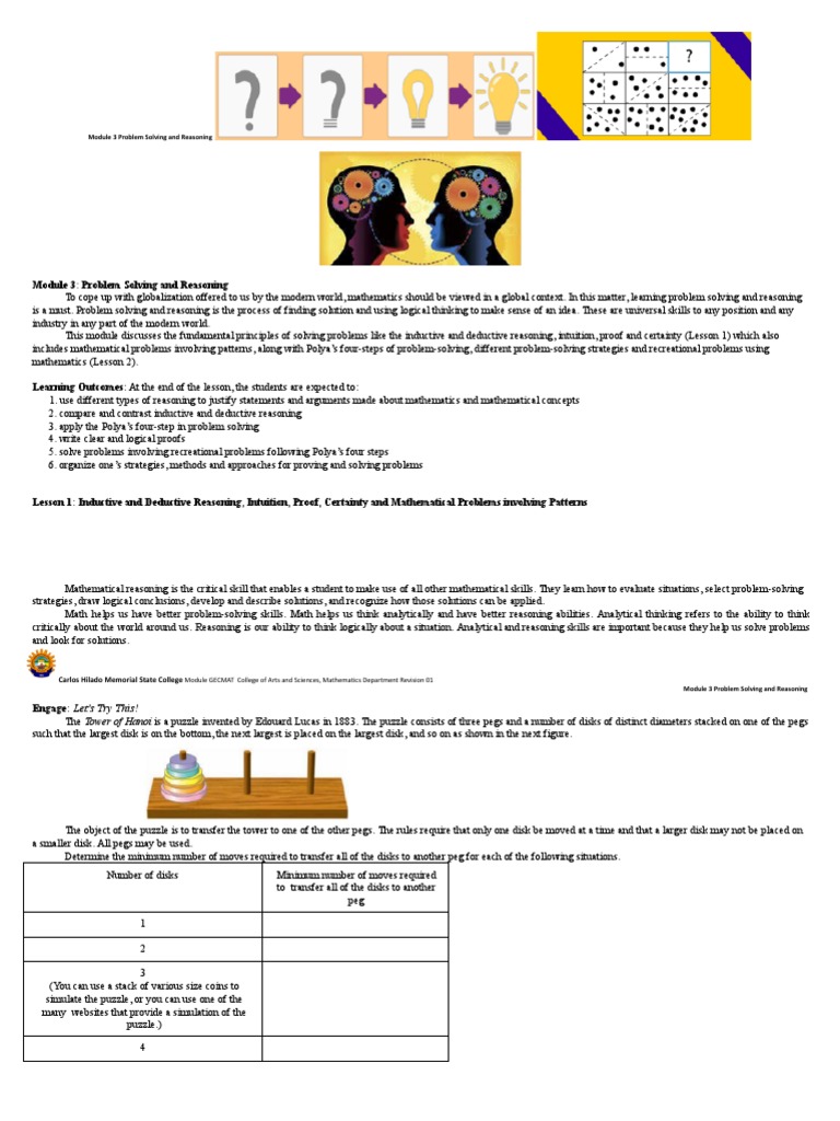 Module 3 Problem Solving and Reasoning | PDF | Mathematical Proof | Theorem