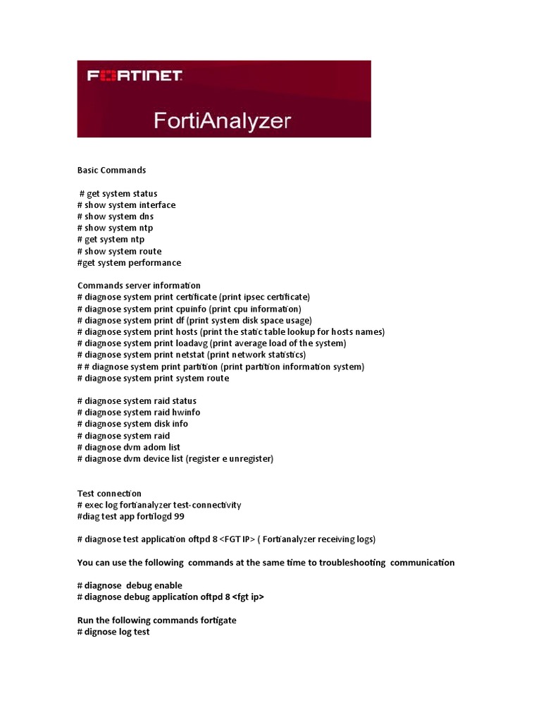 Basic Commands Fortianalyzer Pdf Information Technology Computing