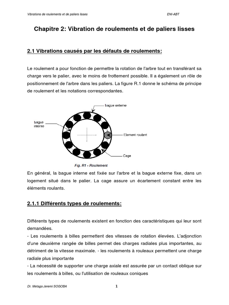 Chapitre 2 Roulements Paliers Lisses | PDF | Palier (mécanique) | Génie ...