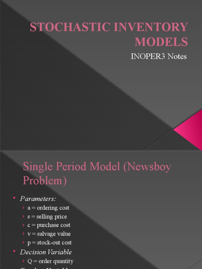 Stochastic Inventory Models: INOPER3 Notes | PDF | Inventory ...