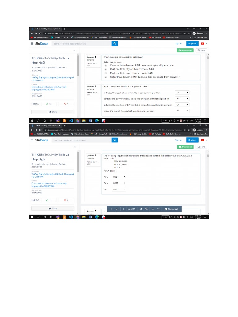 De Thi KTMT Cuoi Ky | PDF