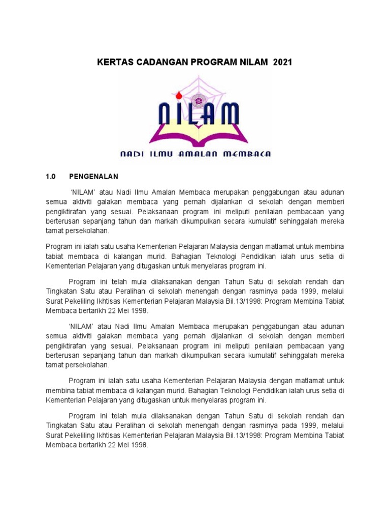 Kertas Kerja Program Nilam 2021 | PDF