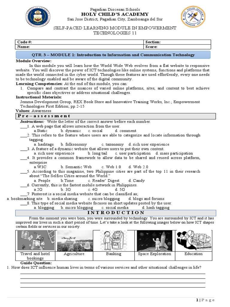 Holy Child'S Academy: Self-Paced Learning Module in Empowerment ...