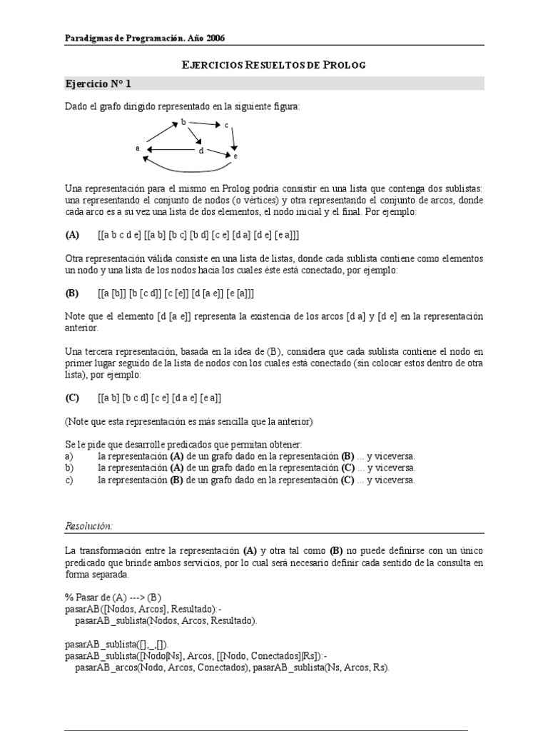 Ejercicios PROLOG | PDF | Vértice (teoría de grafos) | Combinatoria