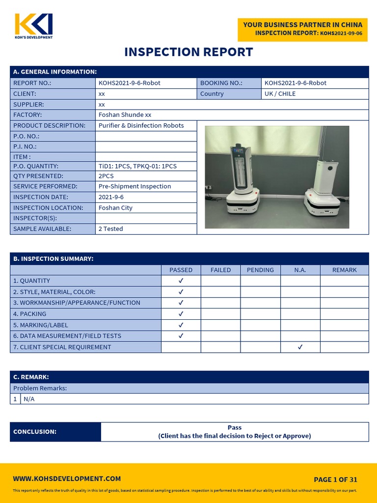 Sample Inspection Report | PDF | Barcode | Evaluation