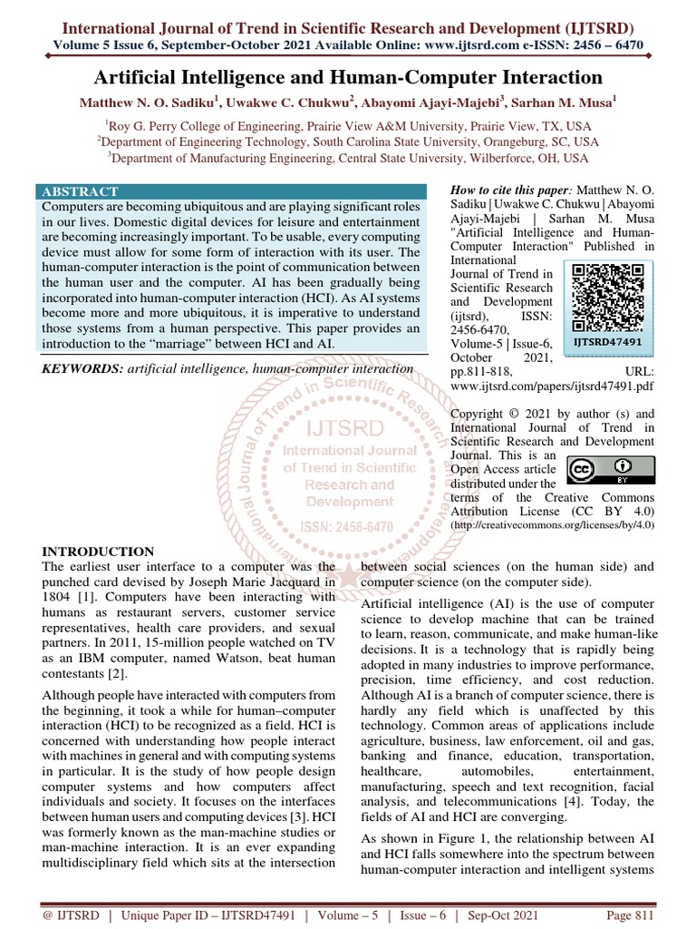 Artificial Intelligence and Human Computer Interaction | PDF | Human ...