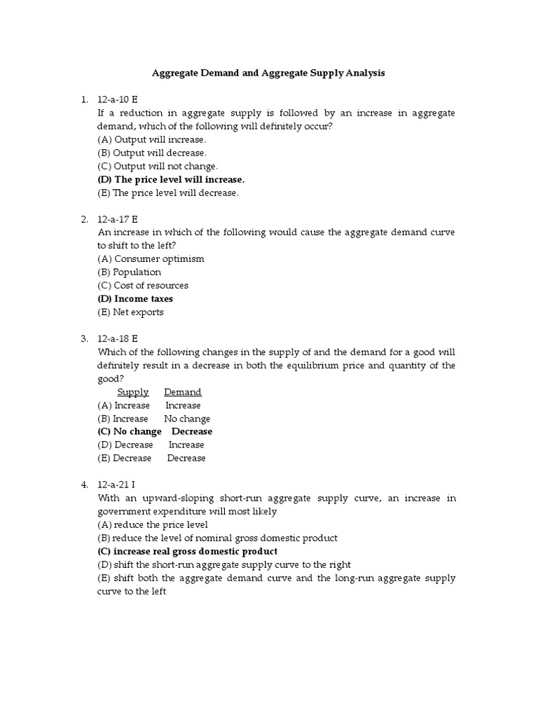 Aggregate Demand and Aggregate Supply Analysis | PDF | Long Run And ...