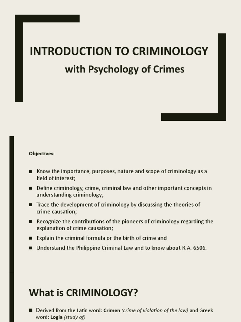 Intro To Criminology | PDF | Criminology | Psychology