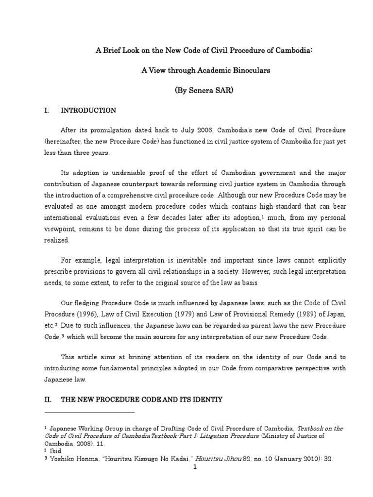 A Brief Look On The New Code of Civil Procedure of Cambodia | PDF ...