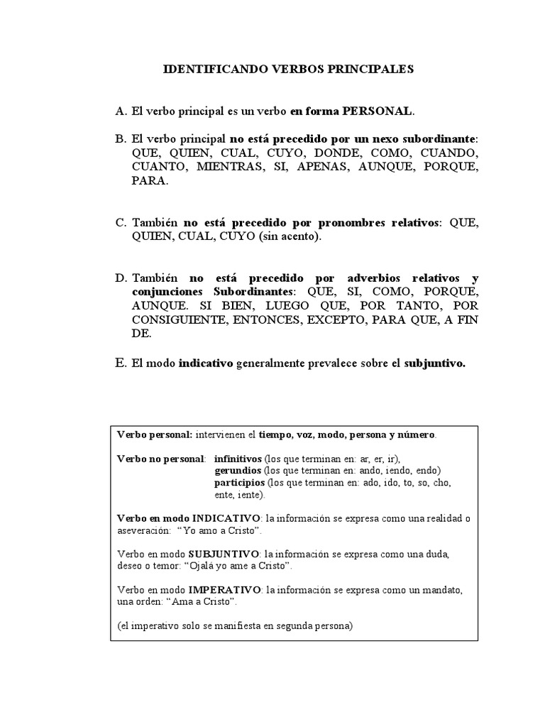 Identificación de Verbos Principales | PDF | Verbo | Unidades Semánticas