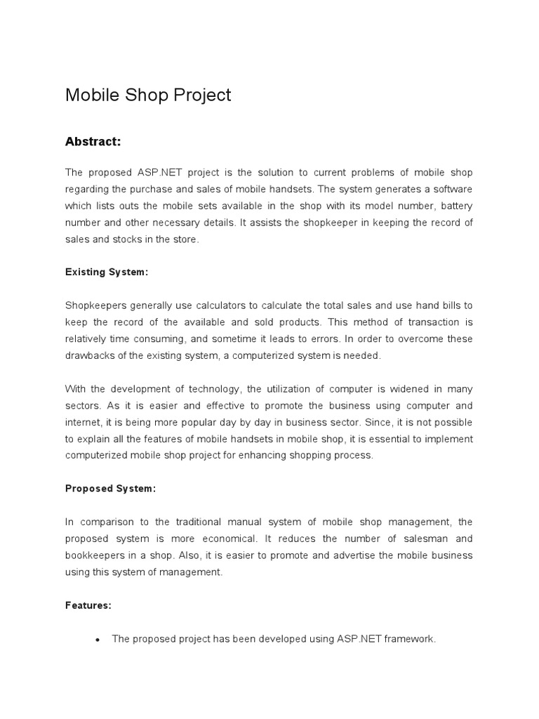 Mobile Shop Project | PDF | Microsoft Windows | Mobile Phones