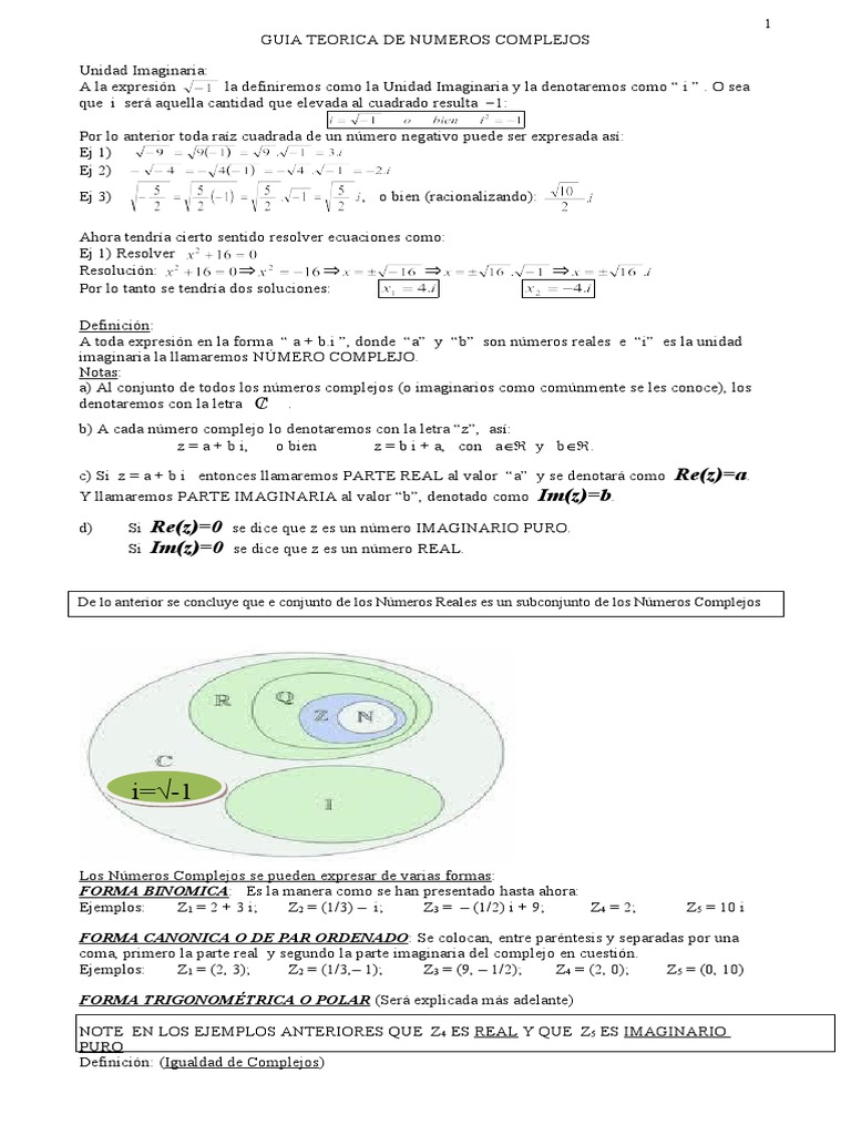 Guia Teorica de N Meros Complejos | PDF | Número complejo | Números