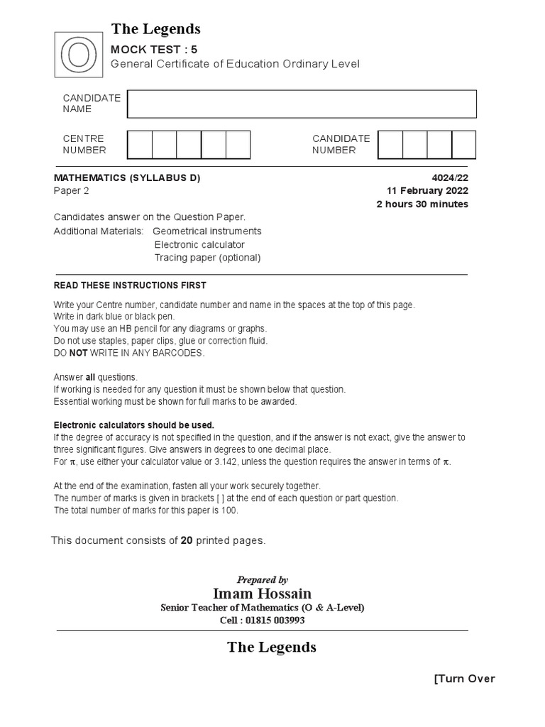 The Legends: General Certificate of Education Ordinary Level | PDF ...