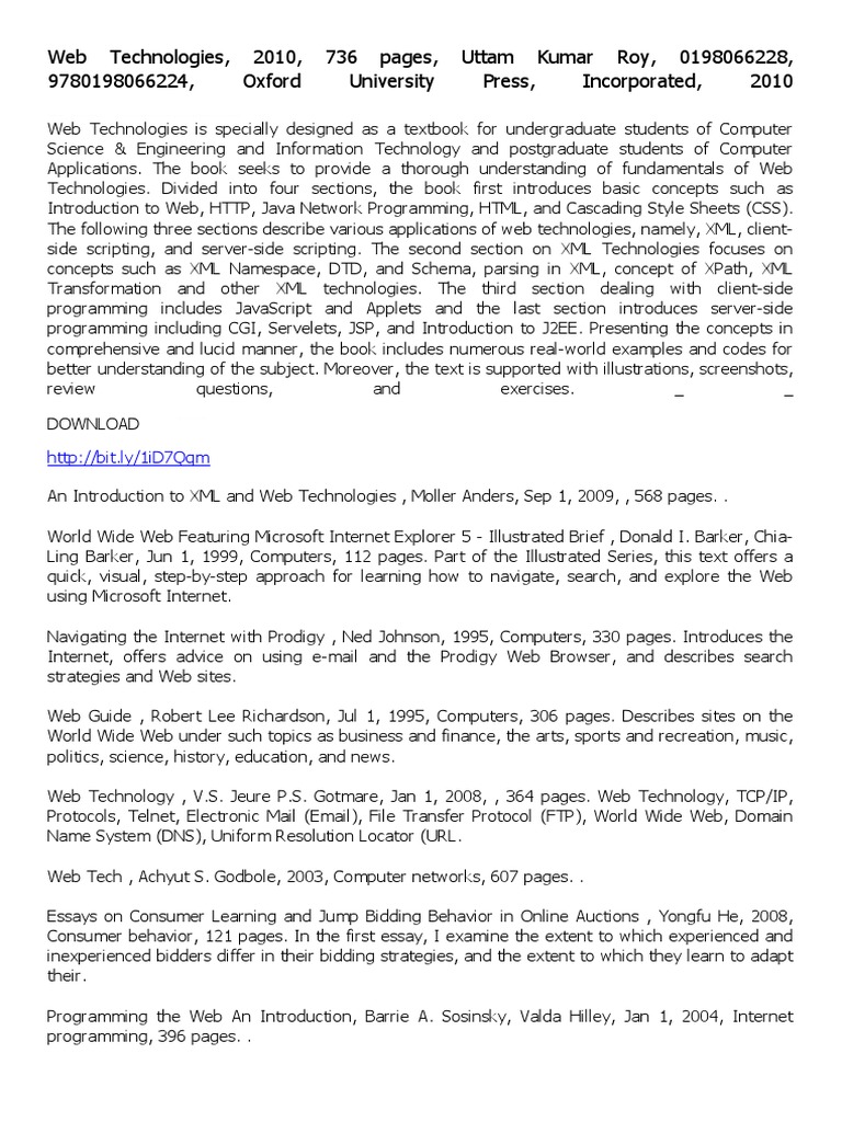 Web-Technologies Uttam Kumar Roy | PDF | World Wide Web | Internet & Web