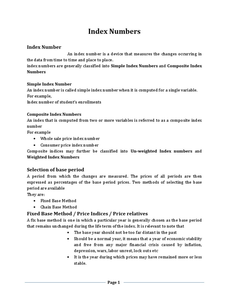 Index Numbers | PDF | Index (Economics) | Price Indices