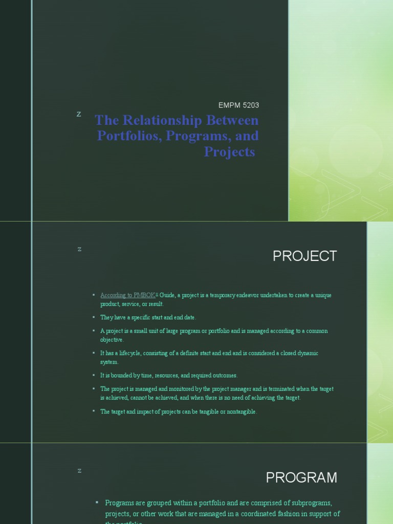 The Relationship Between Portfolios, Programs, and Projects | PDF ...