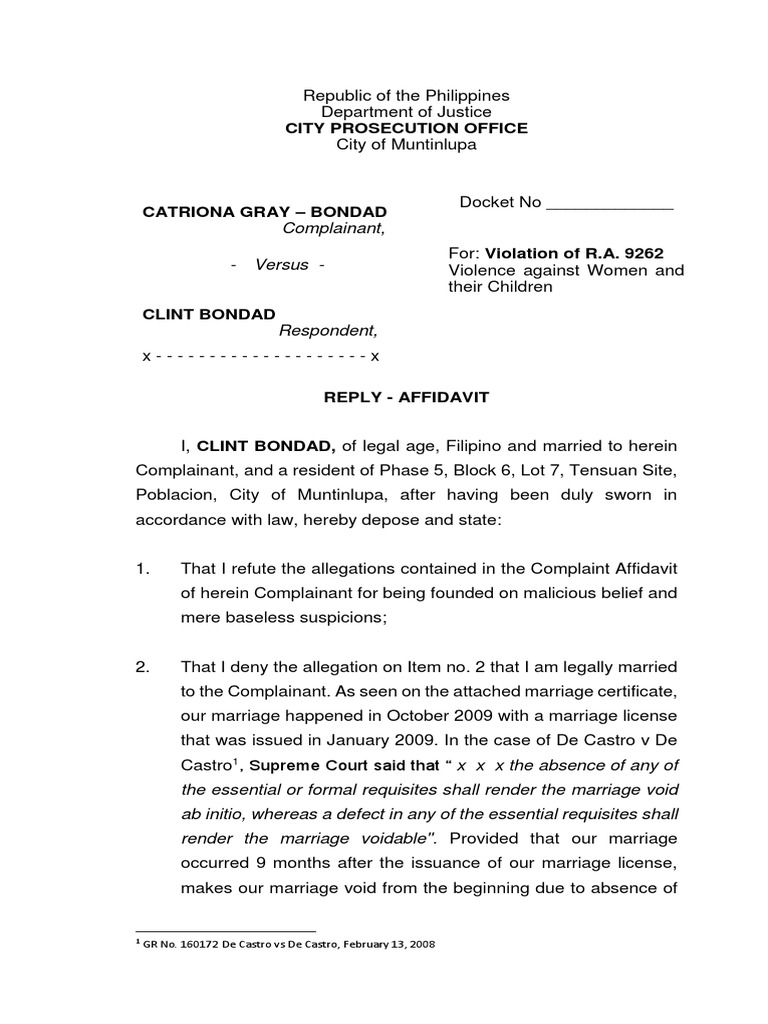 Sample Reply Affidavit (Criminal Case) | PDF | Affidavit | Common Law
