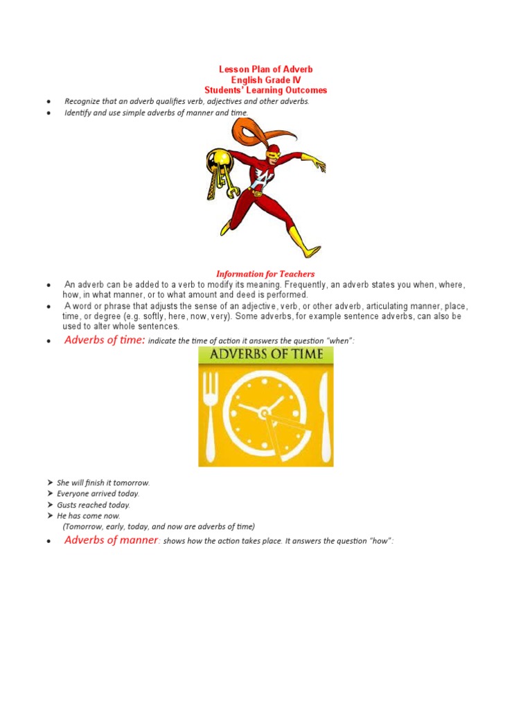 Lesson Plan of Adverb | PDF | Adverb | Verb