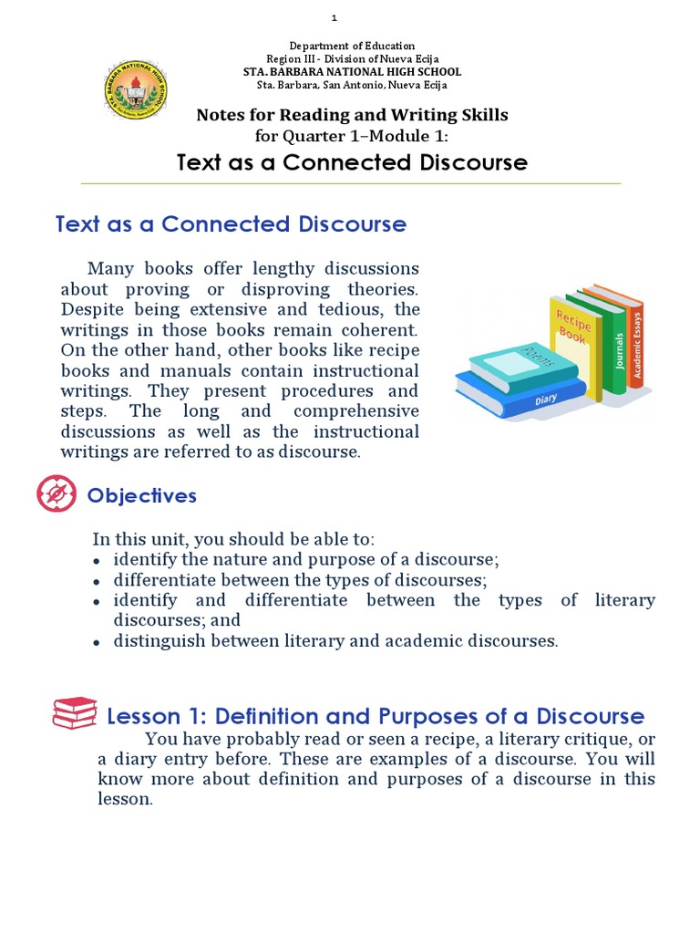 Reading and Writing Skills - SelfMade Module 1 - Text As A Connected Discourse | PDF | Writers ...