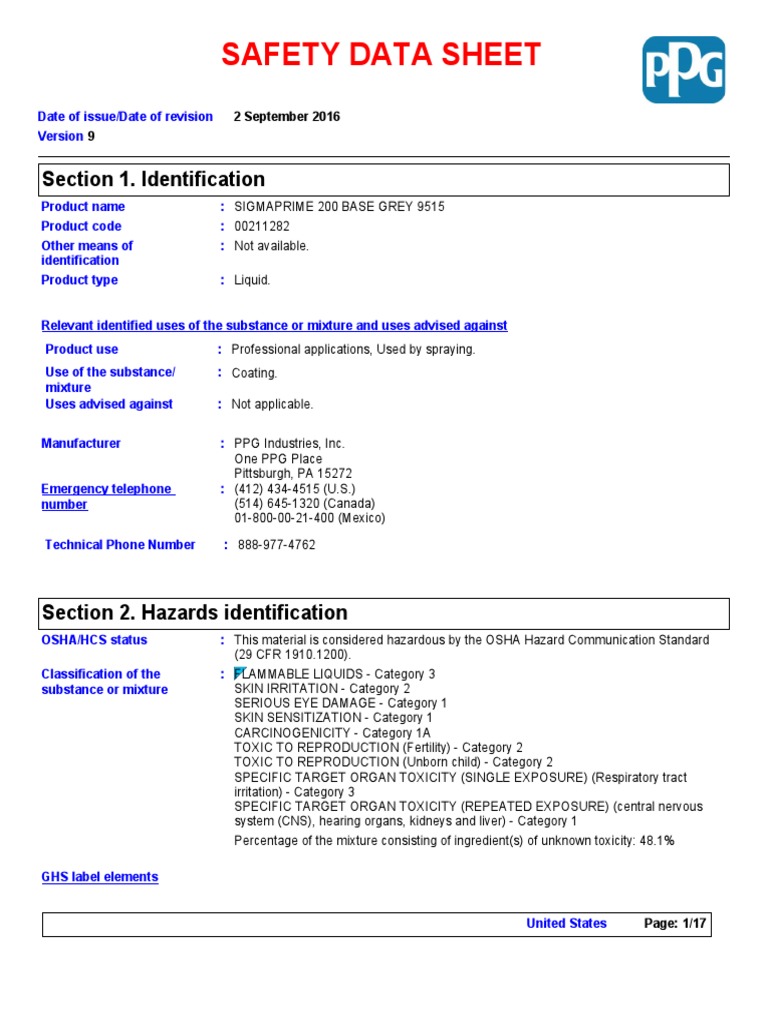 Sigmaprime 200 Base Grey 9515 | PDF | Firefighting | Personal ...