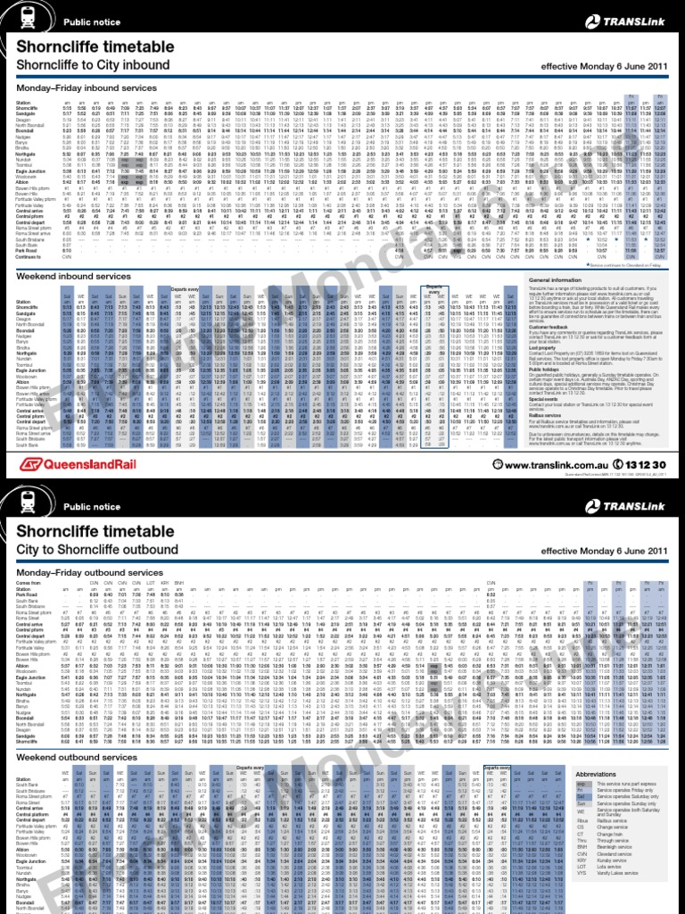 Shorncliffe Train Timetable 2023 | PDF | Public Transport | Transport