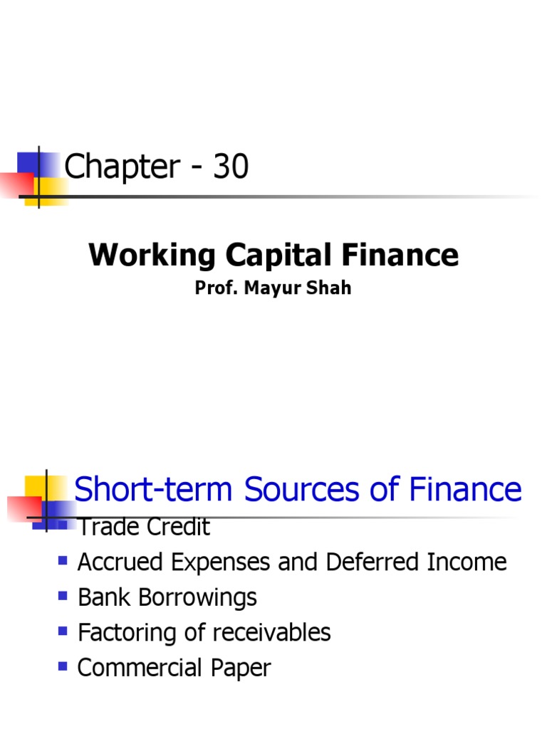 Short-Term Working Capital Finance Guide | PDF | Finance & Money ...